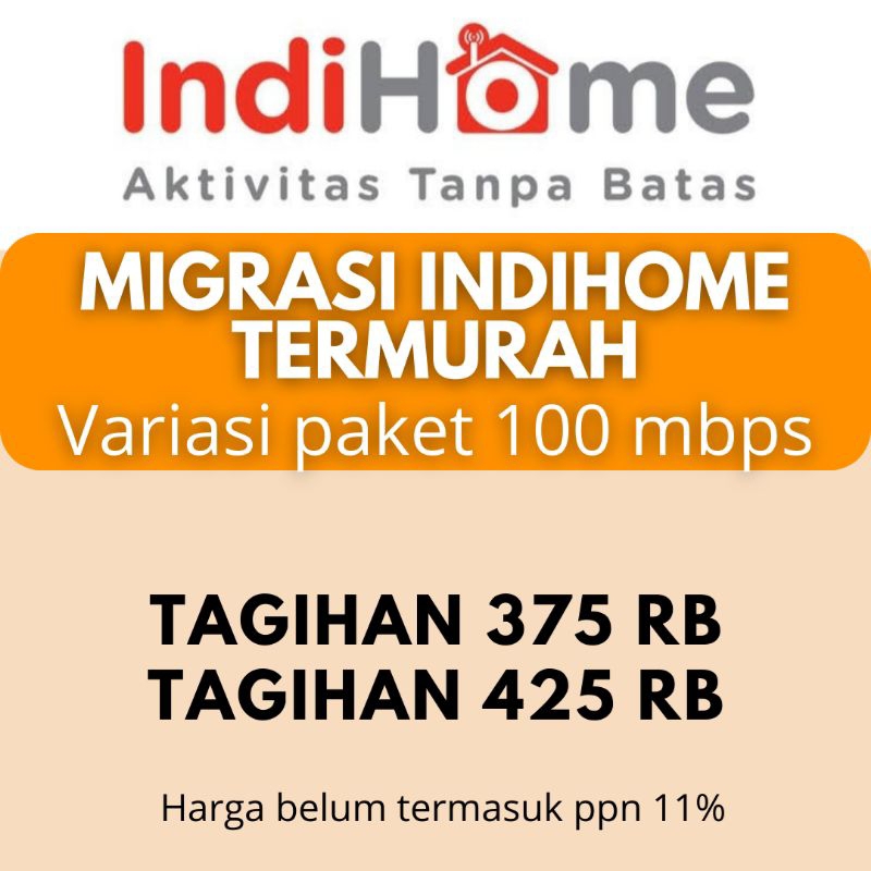 Jual MIGRASI 100 MBPS PAKET INDIHOME INET ONLY 1P || UPGRADE PAKET INDIHOME | Shopee Indonesia