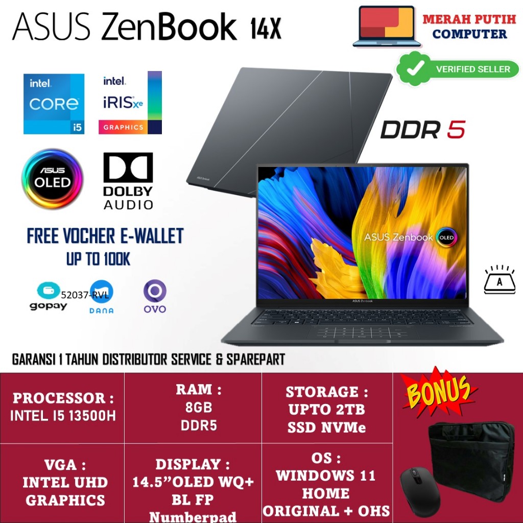 Jual Laptop Ultrabook Asus Zenbook 14X OLED Q401VA Intel EVO i5 13500H ...