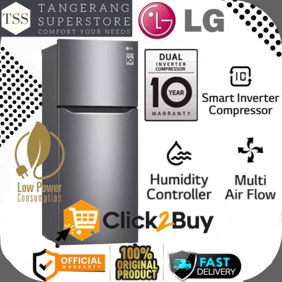 Jual LG KULKAS GN-B202SQIB B202SQIB GNB202 SMART INVERTER 202L LEMARI ...