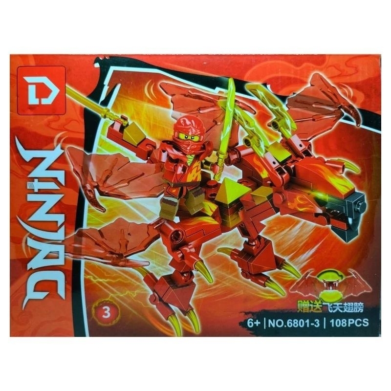 Jual mainan balok ninja naga dragon bersayap lengkap dengan senjata ...