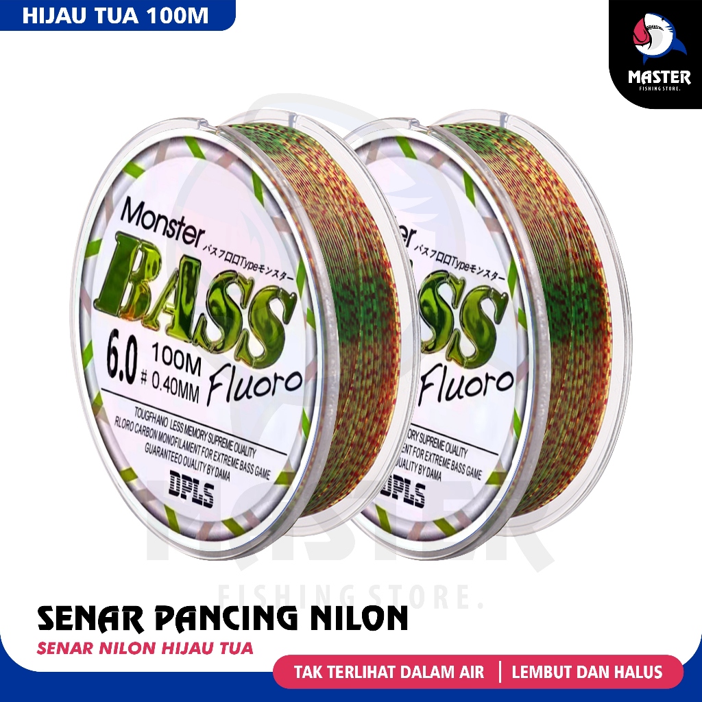 Jual MFS - Tali Pancing Bass FLUOROCARBON 100M Warna Hijau Lumut Senar ...