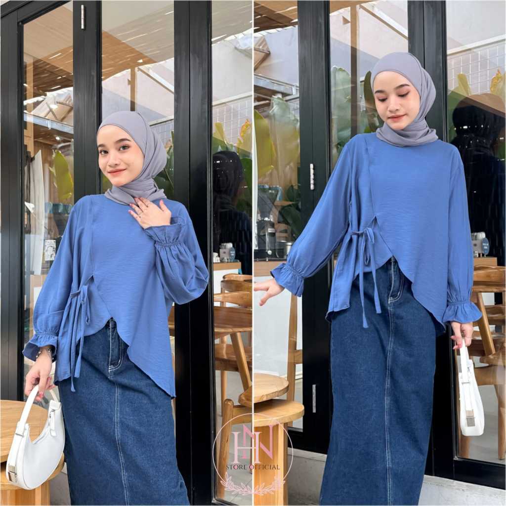 Jual Nina Blouse Silang Pollo Linen Premium Blouse Wanita Premium | Shopee Indonesia