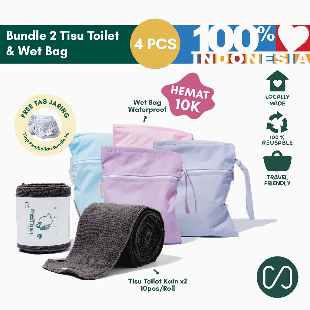 Jual Bundle Tisu Toilet Kain & Wetbag Menspad Tas Antibocor Waterproof ...