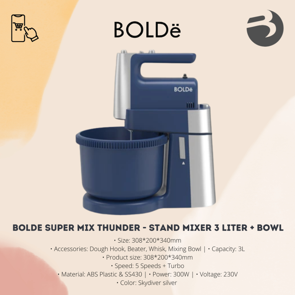 Jual BOLDE SUPER MIX THUNDER - STAND MIXER 3 LITER + BOWL | Shopee ...