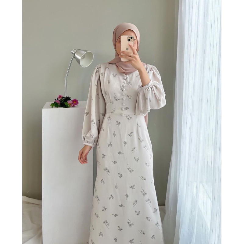 Jual ADELLINE DRESS MOTIF - DRESS BUNGA MOTIF MAXY DRESS | Shopee Indonesia