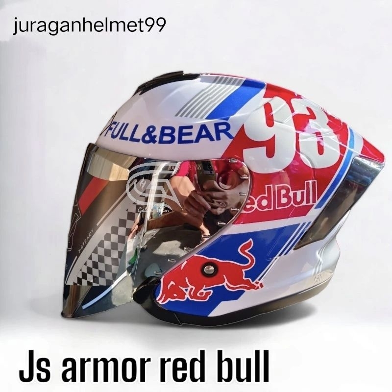 Jual Helm Half face JS Armor Motif Red Bull | Shopee Indonesia