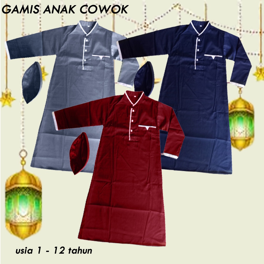 Jual GAMIS ANAK COWOK / PAKAIAN MUSLIM ANAK /JUBAH MUSLIM ANAK COWOK ...