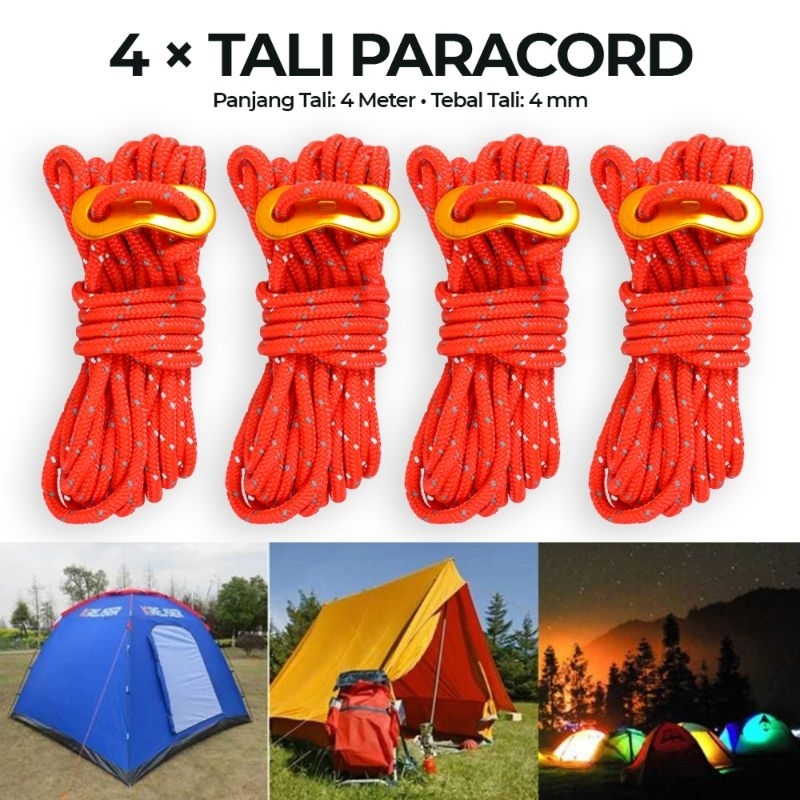Jual Tali Paracord Tali Flysheet Tenda Camping Climbing Rope 4M 4 Rol ...