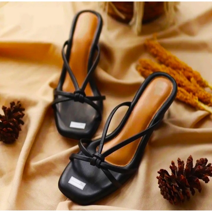 Jual Sandal Heels wanita hak 5 cm model gradiator kekinian model simple ...
