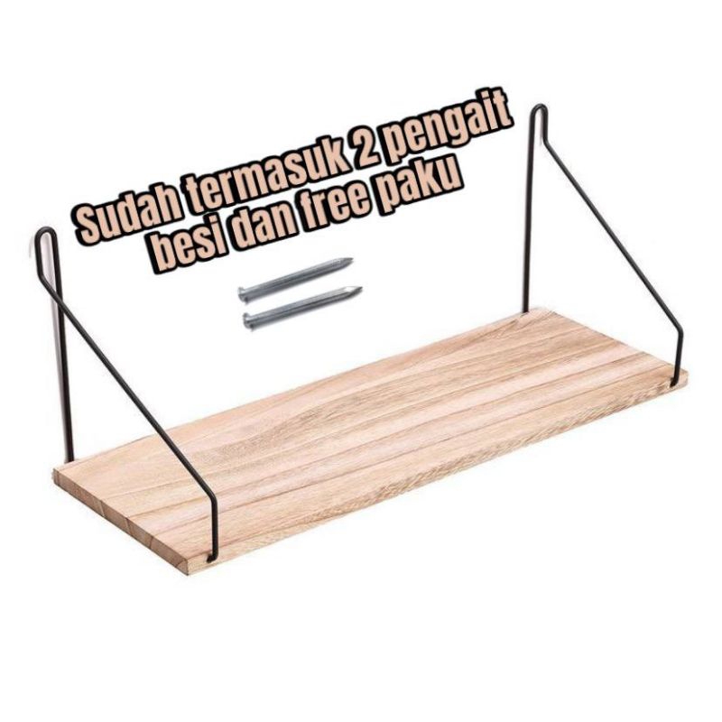Jual Rak Dinding tempel kayu besi rak dinding gantung ambalan rak ...