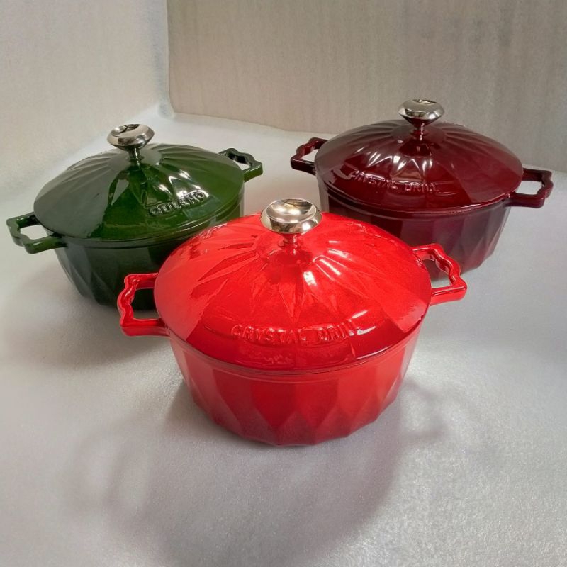 Jual premium cast iron crystal enameled casserole 24 cm panci cor besi ...