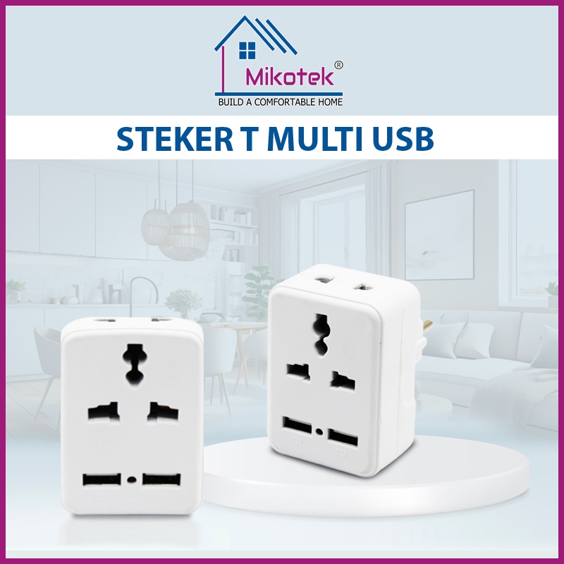 Jual Mikotek Steker T Multi Serbaguna + USB MT-8102 | Shopee Indonesia