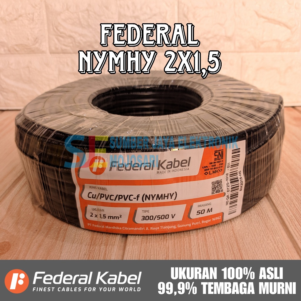 Jual kabel serabut federal NYMHY 2x1,5 - kabel listrik - kabel meteran ...