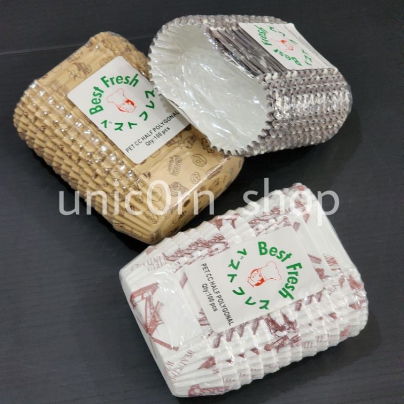 Jual Cake Case Motif Oval Kecil Laminasi/Cup Cake PET CC Half Polygonal ...