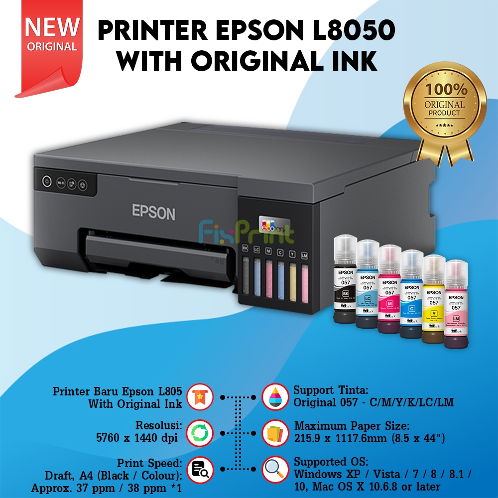 Jual Printer Epson L8050 WiFi Menggunakan 6 Warna Tinta 057 Printer Foto Photo Foto | Shopee ...