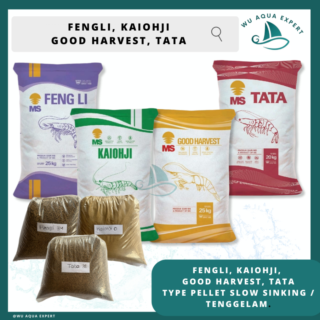Jual 1 Kg FENGLI 0 1 2 2A MP 3S 3M PELET PAKAN IKAN UDANG LOBSTER MS FENG LI KAIOHJI GOOD ...