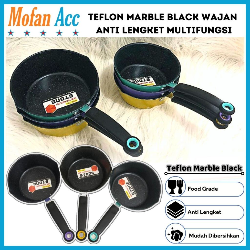 Jual Panci Teflon Marble Black 18 20 cm Anti Lengket / Wajan Gagang ...