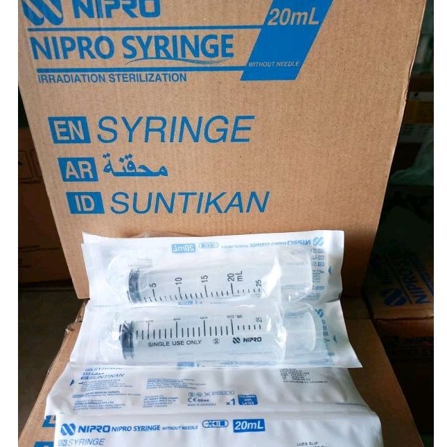 Jual Spuit 20cc / Syringe 20ml Luer Slip Nipro pcs | Shopee Indonesia