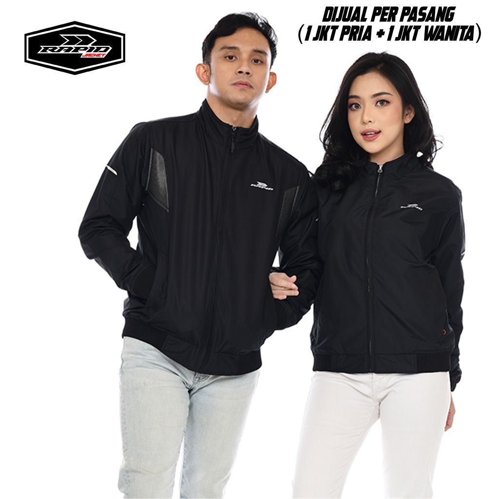 Jual Jaket bomber couple warna HITAM pria dan wanita RAPID jacket ...