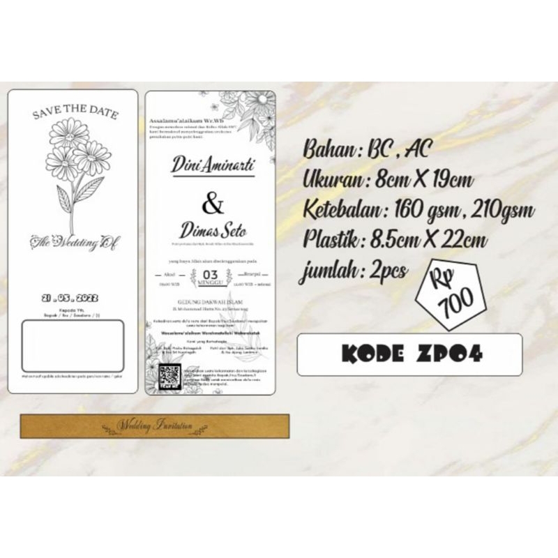 Jual undangan vintag / undangan hitam putih / undangan murah / undangan ...
