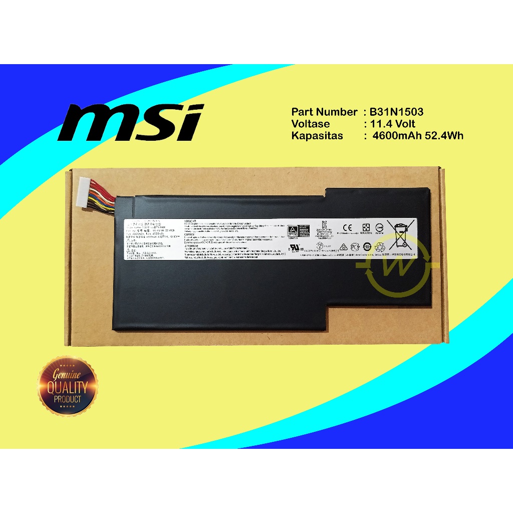 Jual Baterai Laptop MSI GF63 GF73 GS63 GS63VR GS73 GF75 MS-17B4 Series ...