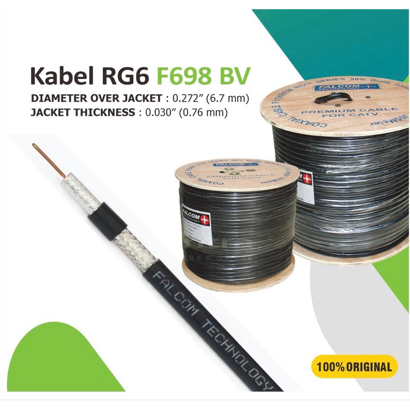 Jual Kabel COAXIAL RG6-F698BV Falcom Technology 305M | Shopee Indonesia