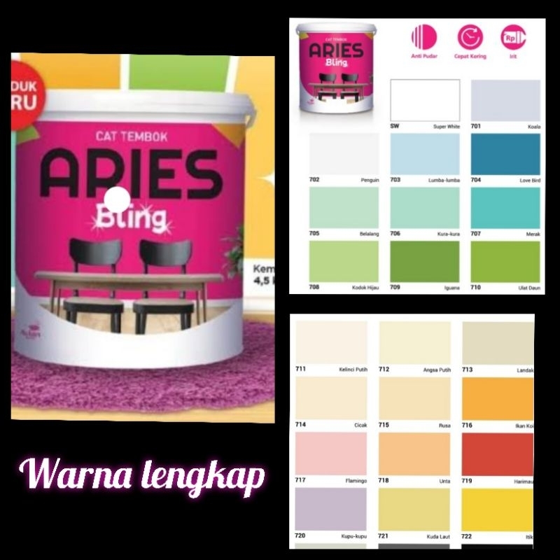 Jual Cat tembok Aries Bling 4.5 kg,cat aries bling galon 4.5kg,cat ...