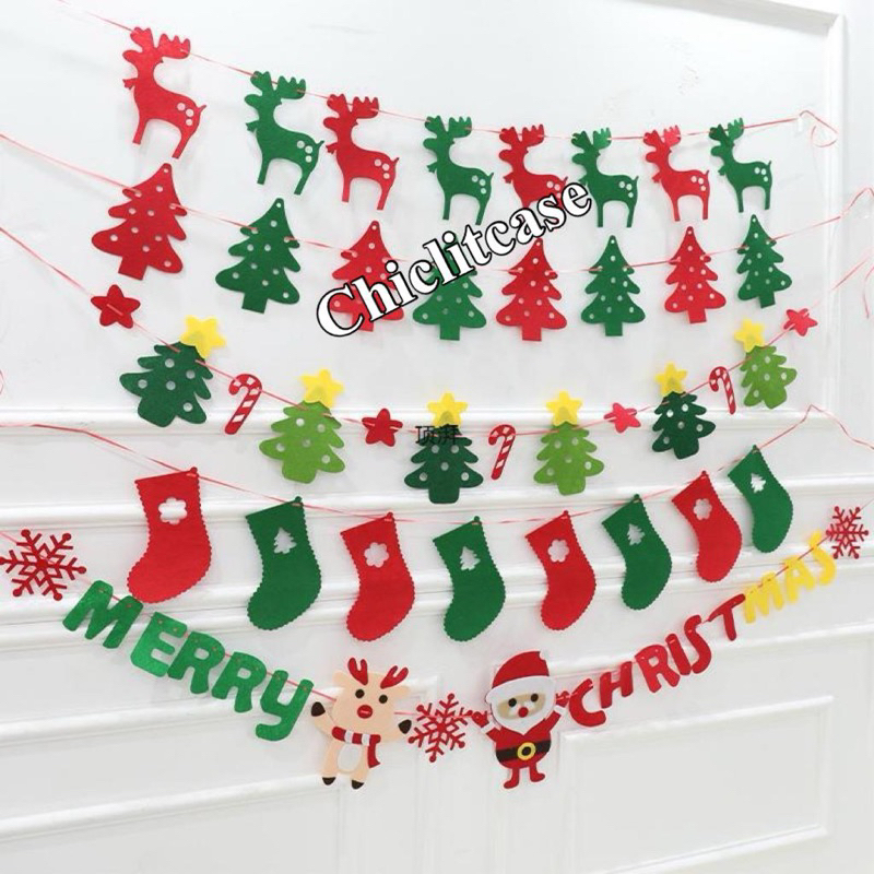 Jual Banner kain flanel natal/christmas/banner rusa socks pohon natal ...