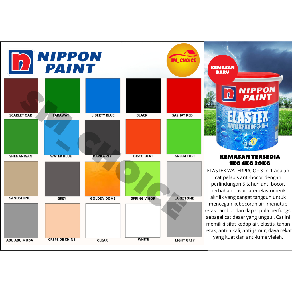 Jual [ PART 1 ] NIPPON PAINT ELASTEX 20KG ELASTEX WATERPROOF 3 N 1 20KG ...