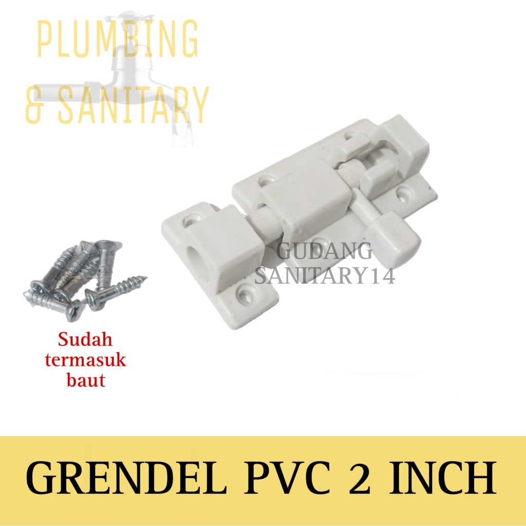 Jual Grendel slot PVC 2 inch grendel kunci PVC kamar mandi kunci pintu ...