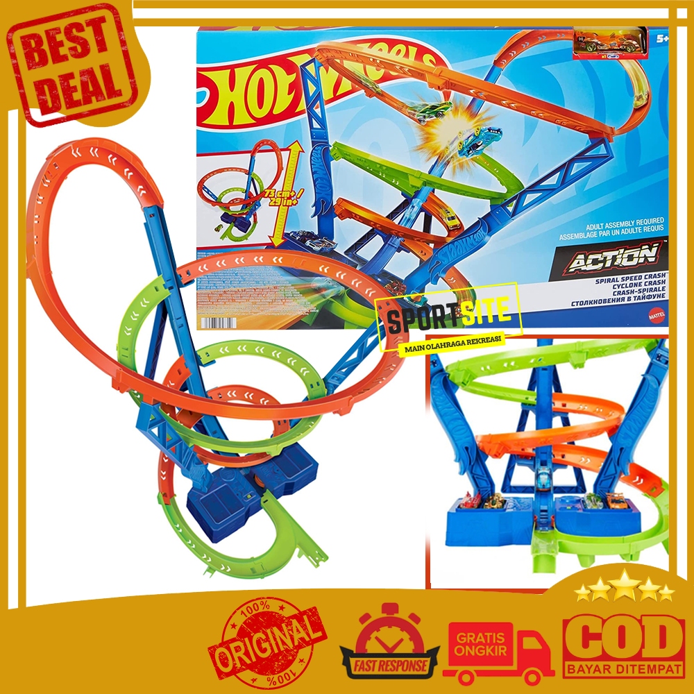 Jual Hot Wheels Spiral Speed Crash Track Action Motorize Diecast Trek ...