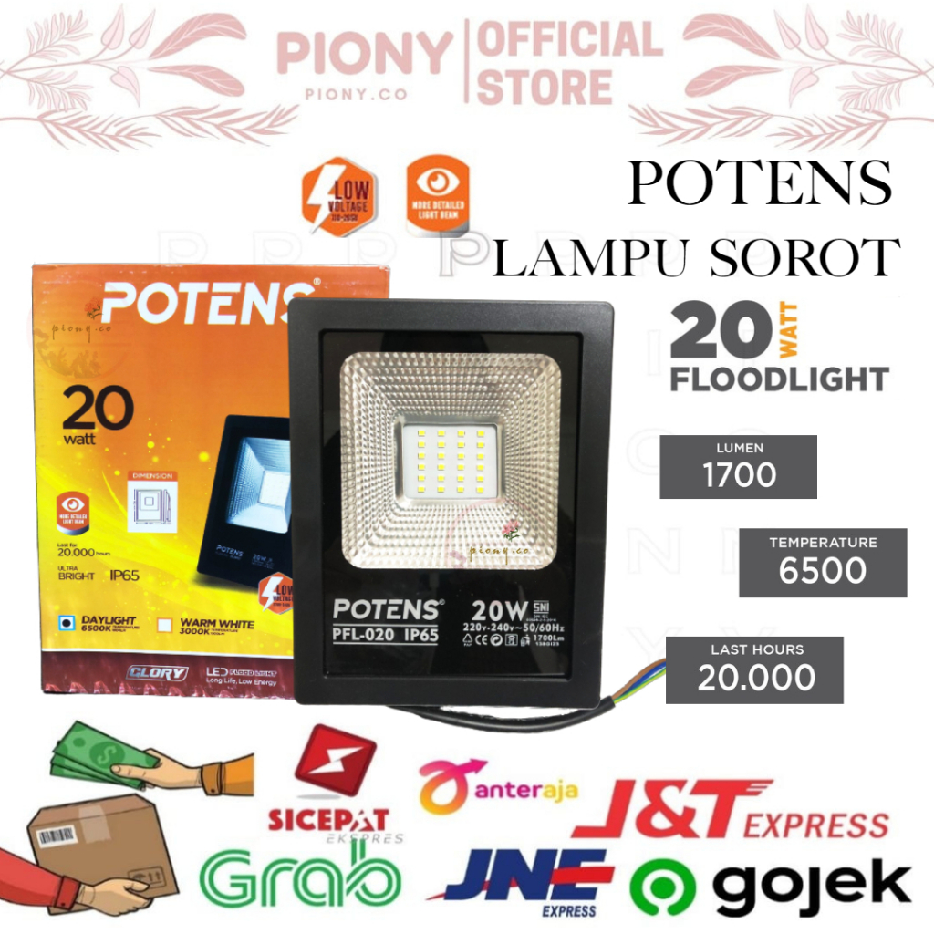 Jual LAMPU SOROT POTENS LED FLOOD LIGHT 20W 30W / KAP HALOGEN / KAP ...