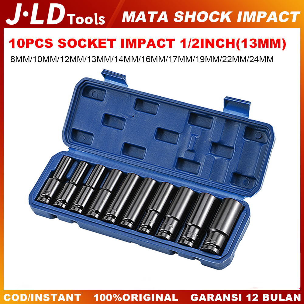 Jual JLD 10Pcs Mata Socket 1/2‘’ 8-24mm Impact Kunci Socket/Kunci shock Impact socket set/Impact ...