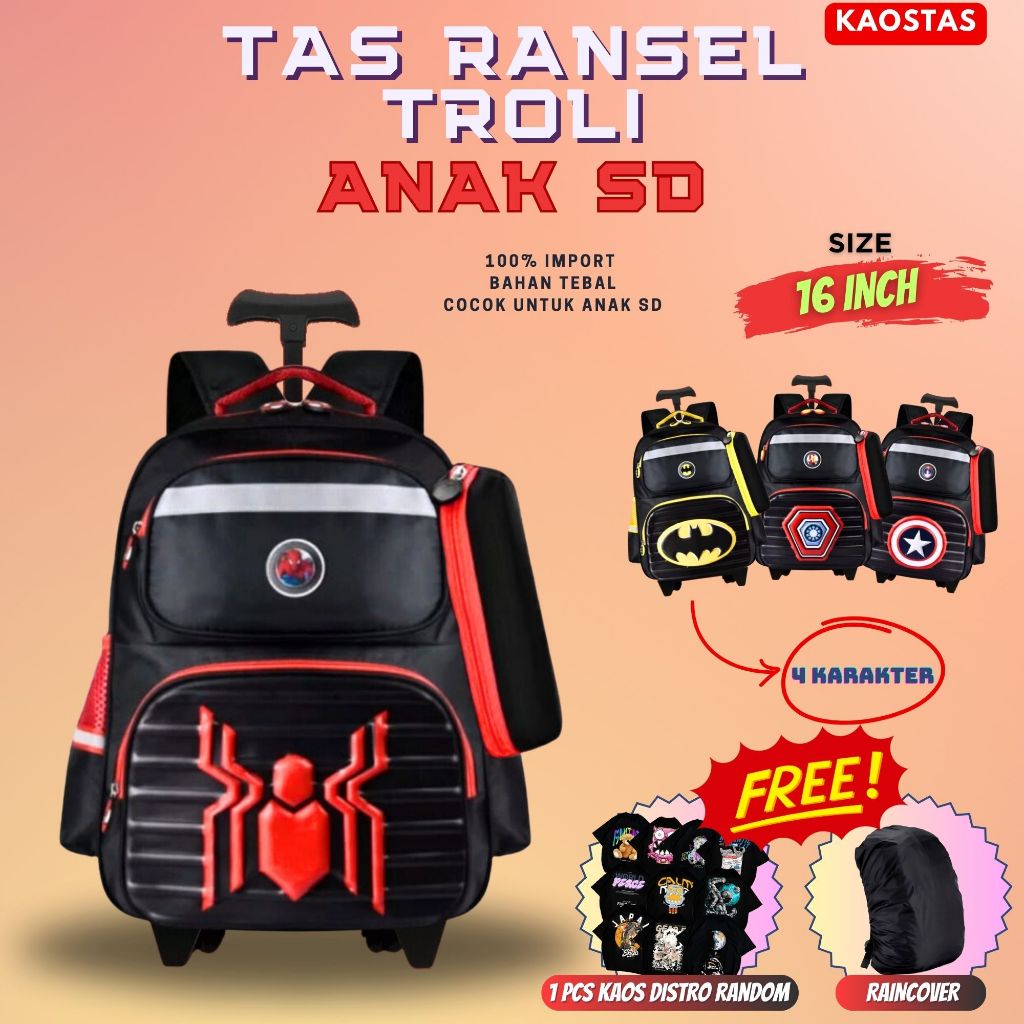 Jual Tas Ransel Troli / Trolley - Tas Troli Sekolah anak SD 3D (2222 ...