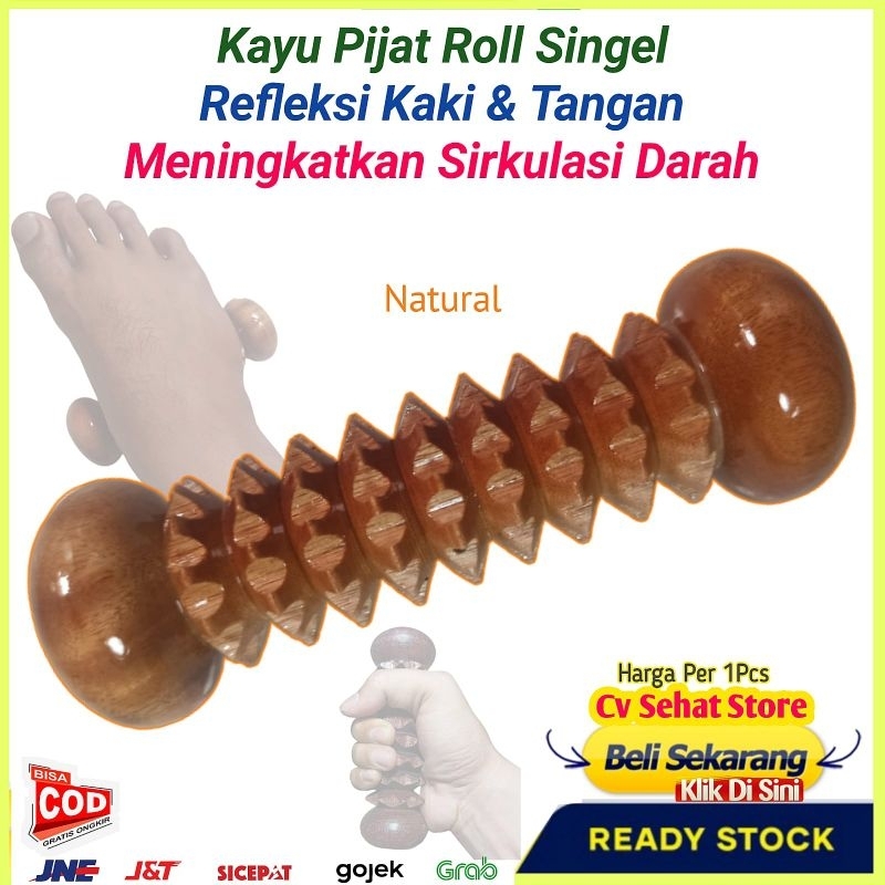 Jual Alat Pijat KAYU 1 Rol Singel Terapi Gengam Tangan Refleksi Grigi ...
