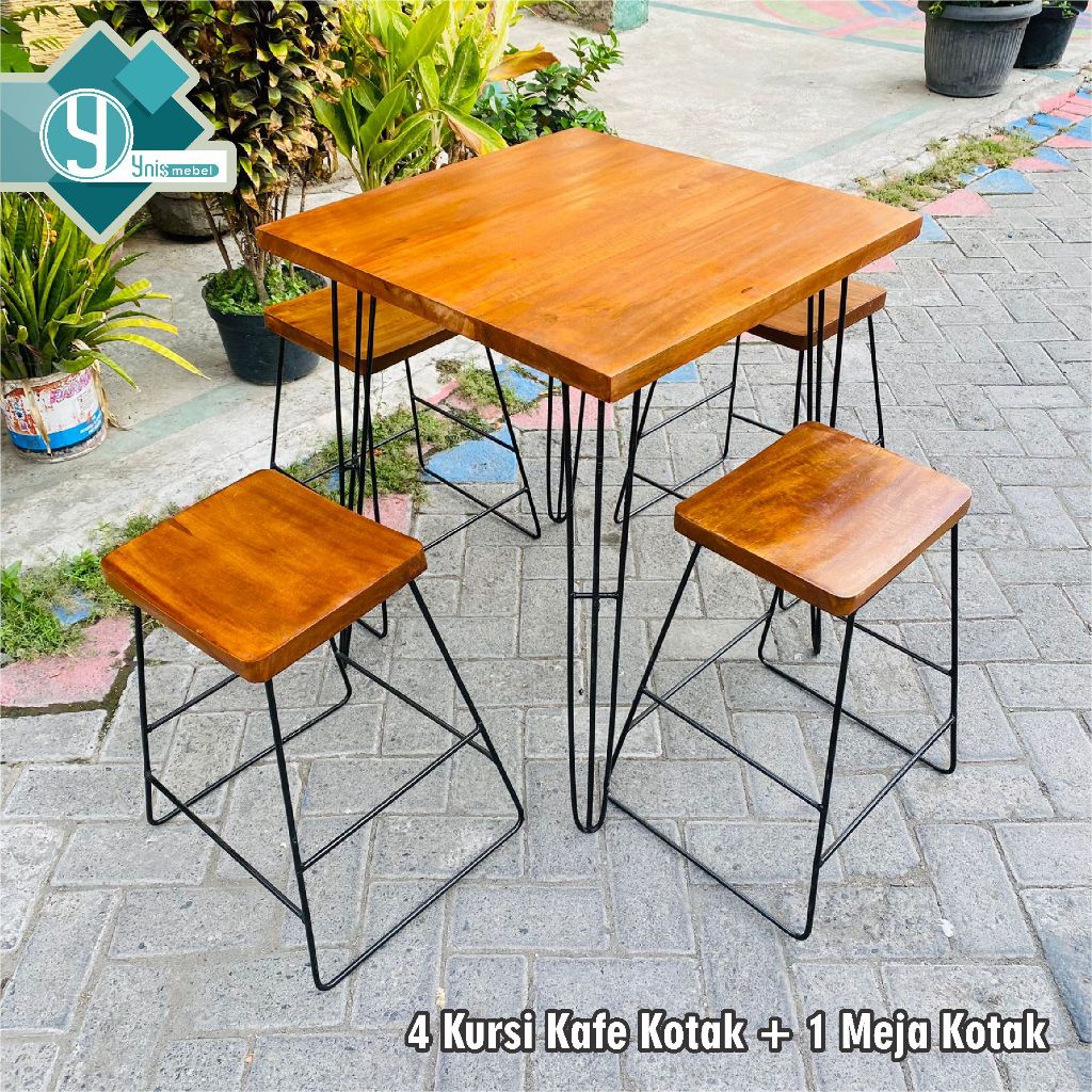 Jual 1 SET MEJA KOTAK & KURSI BESI KOTAK 50 CM | Shopee Indonesia