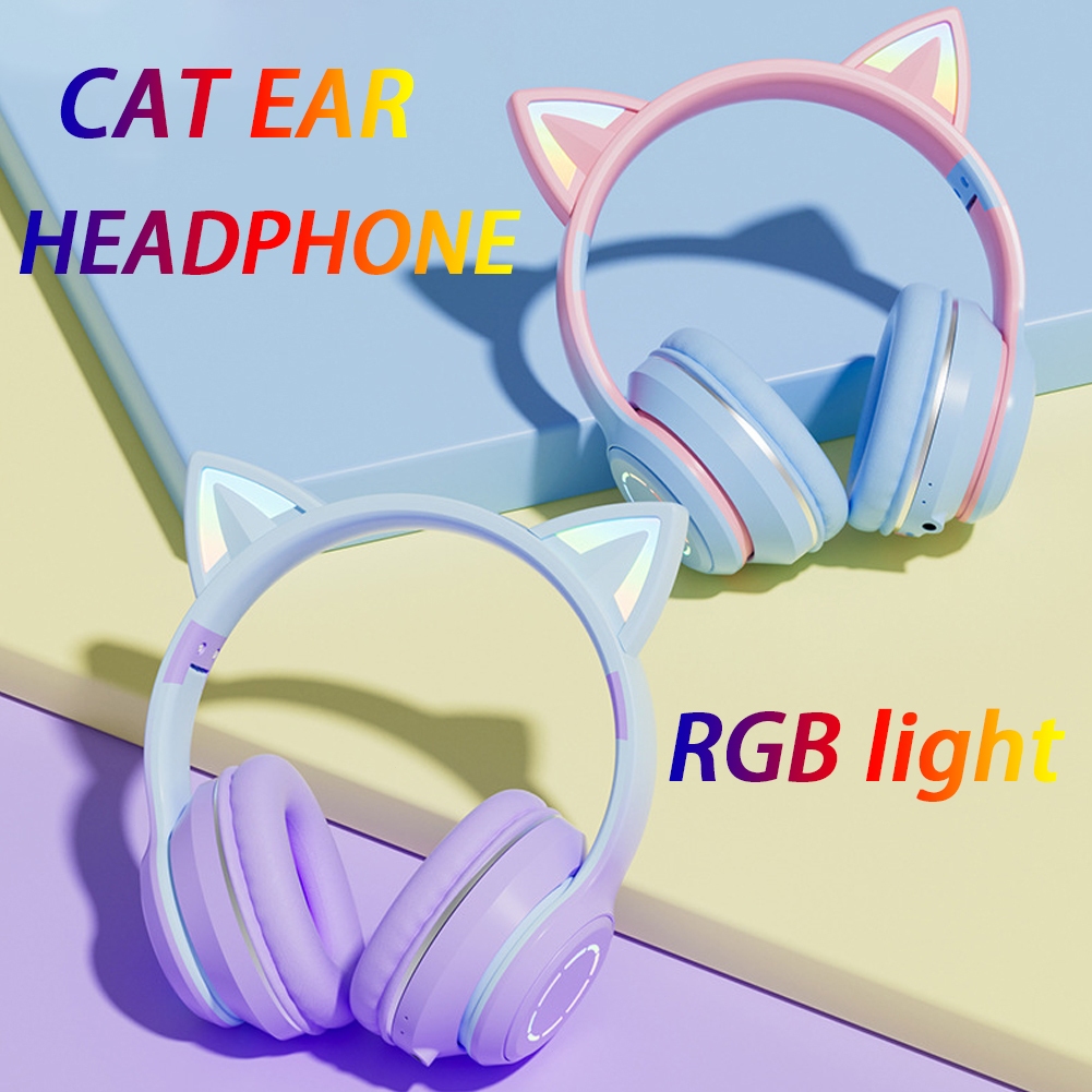Jual Headphone Cat/Rabbit Bluetooth Mikropon Wireless Headset LED ...