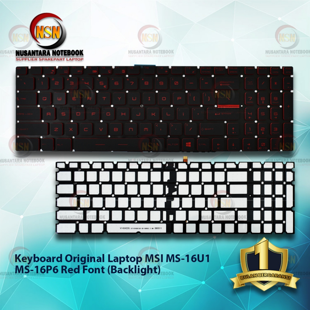 Jual Keyboard Original Laptop MSI MS-16U1 MS-16P6 Red Font Backlight | Shopee Indonesia