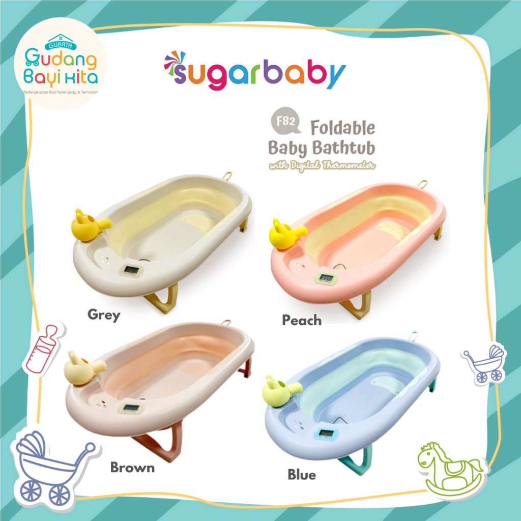 Jual Sugar baby Foldable Baby Bathtub with Digital Thermometer F82 ...