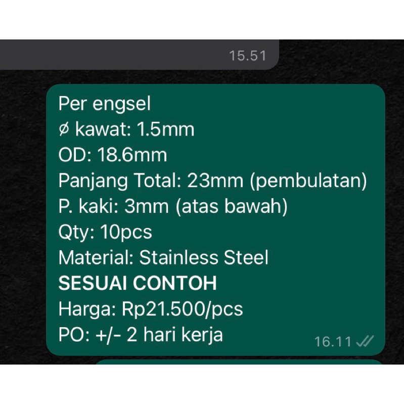 Jual per Spring Engsel OD 18,6mm Kawat 1,5mm Panjang 23mm Stainless ...