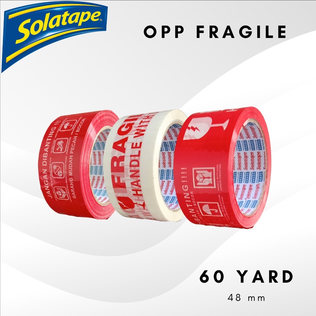 Jual Lakban Fragile SOLATAPE | 2inch 48mm X 60yard | Shopee Indonesia