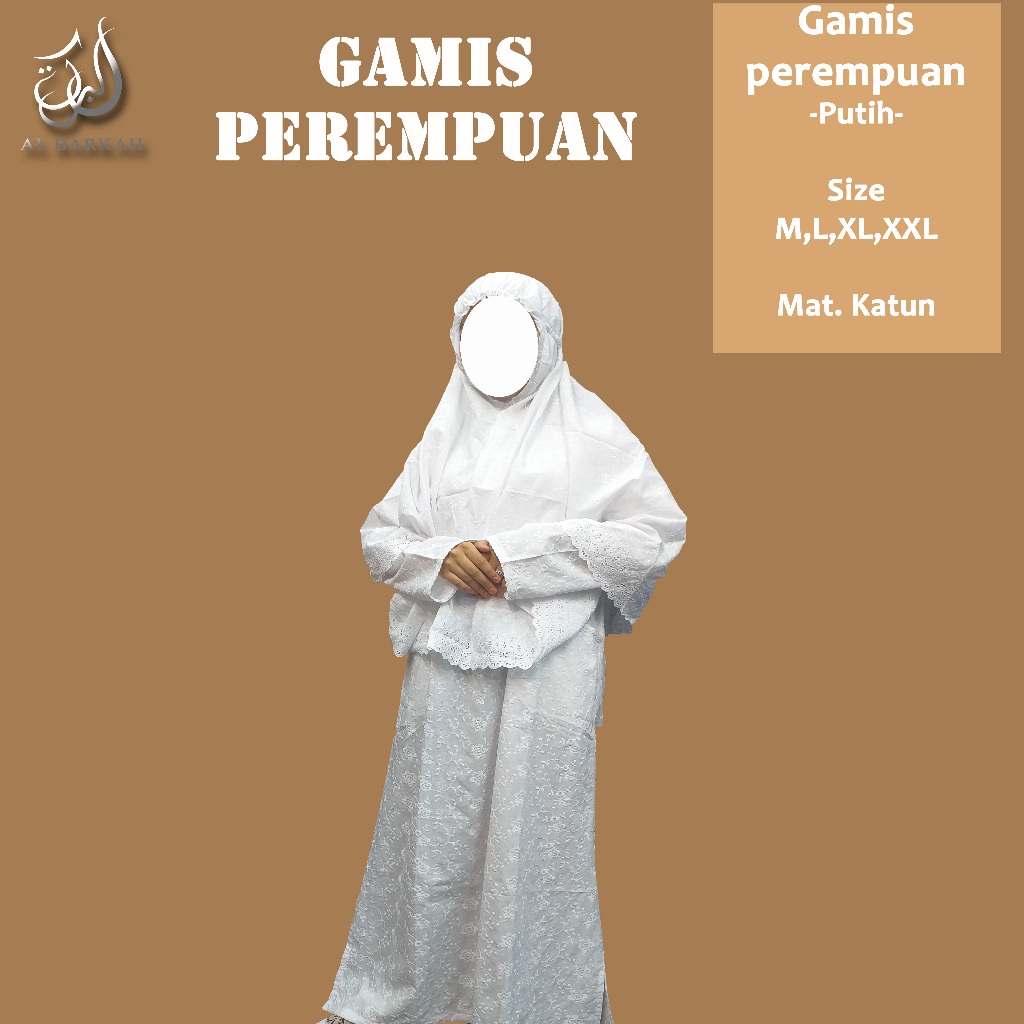 Jual BAJU GAMIS HAJI WANITA PUTIH BAHAN KATUN JEPANG / GAMIS IHROM ...