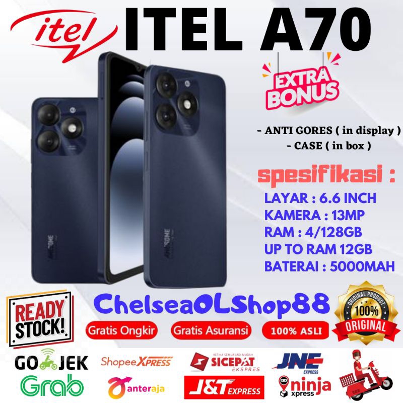 Jual ITEL A70 RAM 4/256GB & 4/128GB UP TO 12GB RAM GARANSI RESMI ITEL ...