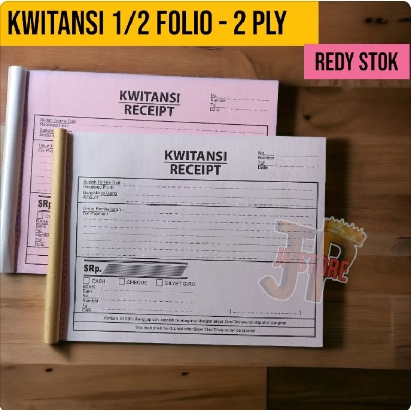 Jual KWITANSI BESAR | RECEIPT TANDA TERIMA 1/2 FOLIO 2 RANGKAP 2 PLY ...