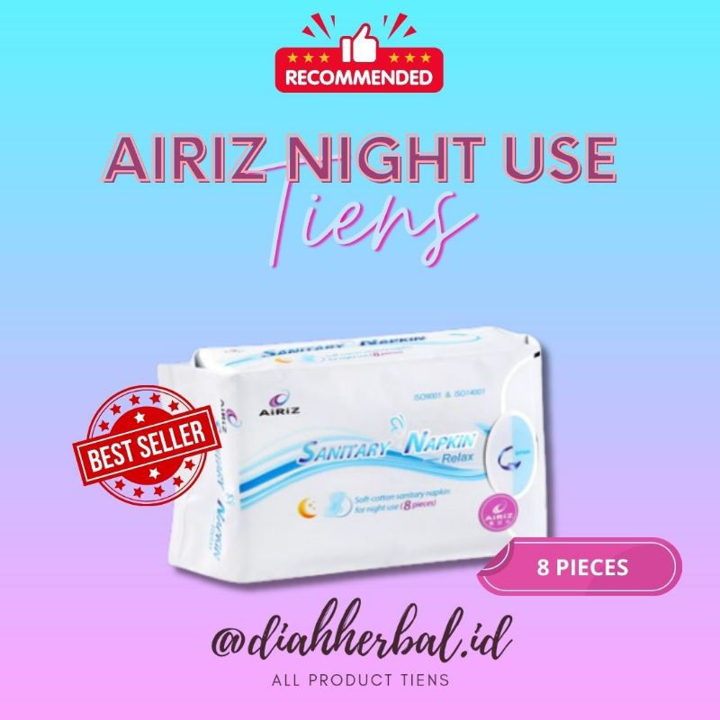 Jual (ECERAN) Pembalut Herbal Airiz Night Tiens Anti Klorin Septik ...