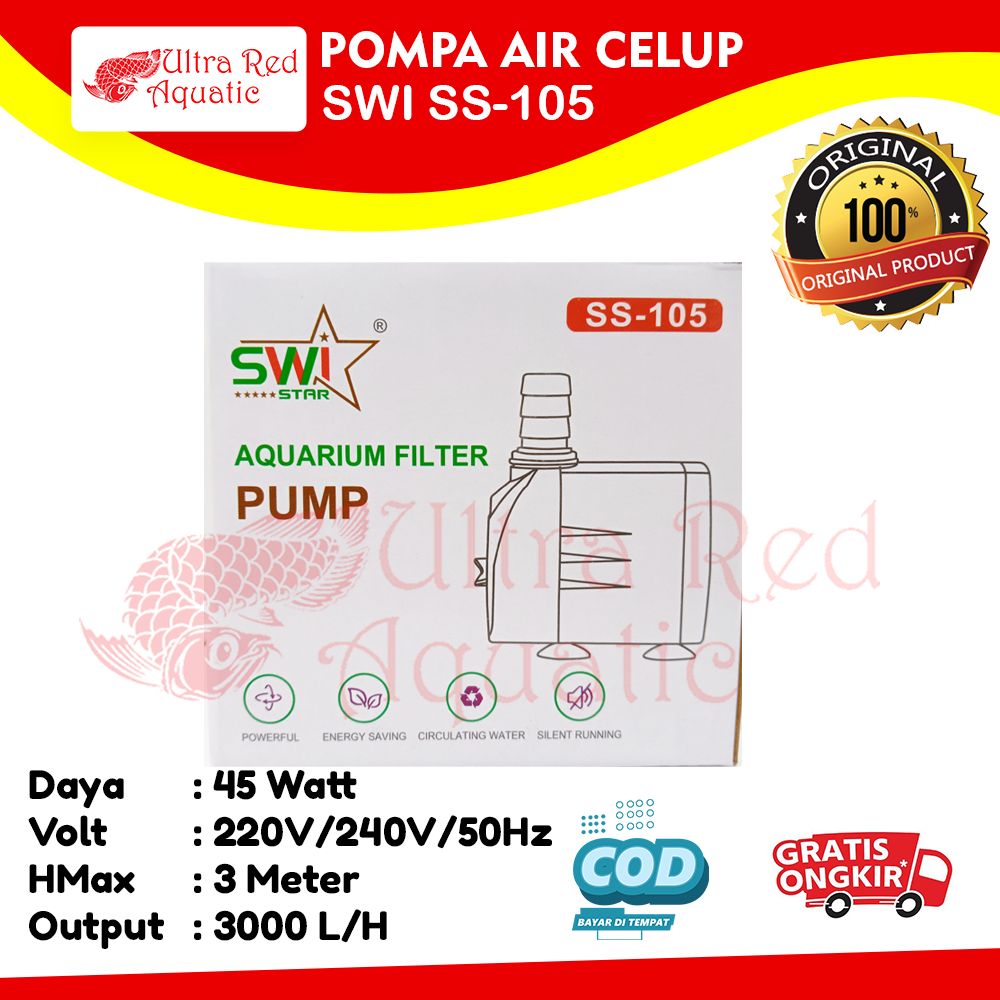 Jual Mesin Air Aquarium Kolam SWI SS 105 Power Head Pompa Air Celup Aquarium Aquascape Kolam ...