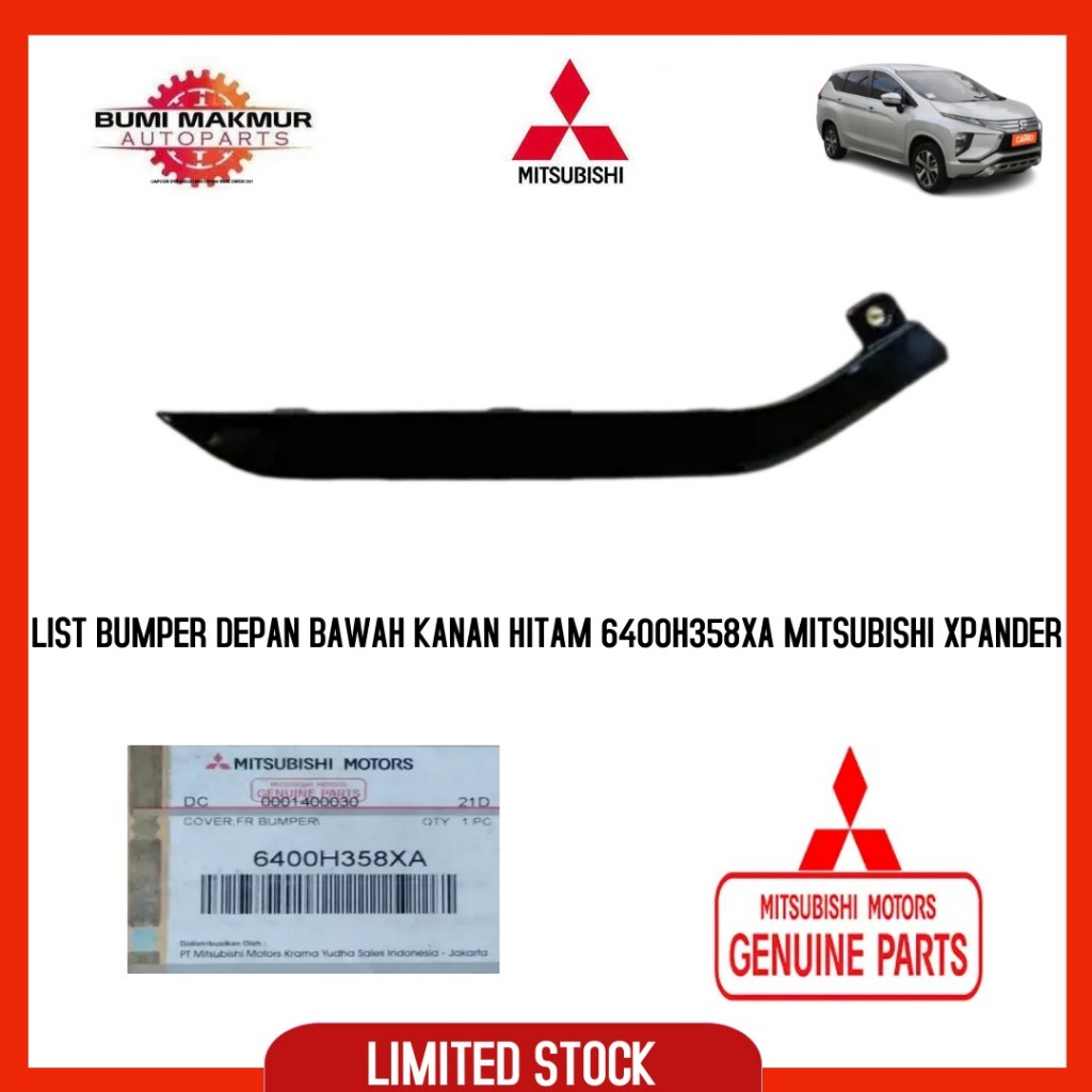 Jual LIST BUMPER DEPAN BAWAH KANAN HITAM 6400H358XA MITSUBISHI XPANDER ...