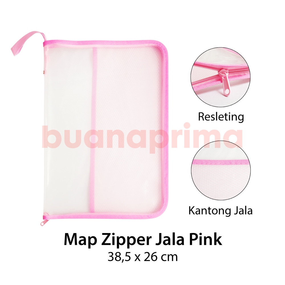 Jual Map Sleting Jala Folio Zipper Jaring Plastik Tas Resleting F4