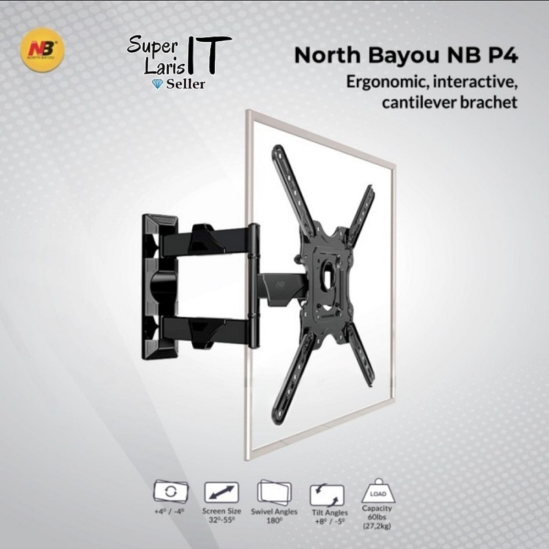 Jual North Bayou NB P4 NBP4 Bracket TV Monitor LED LCD 32"-55" INCH ...