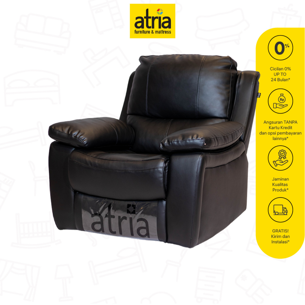 Jual Atria Sofa Single Recliner Livana 1 seater Black/Tan | Shopee ...